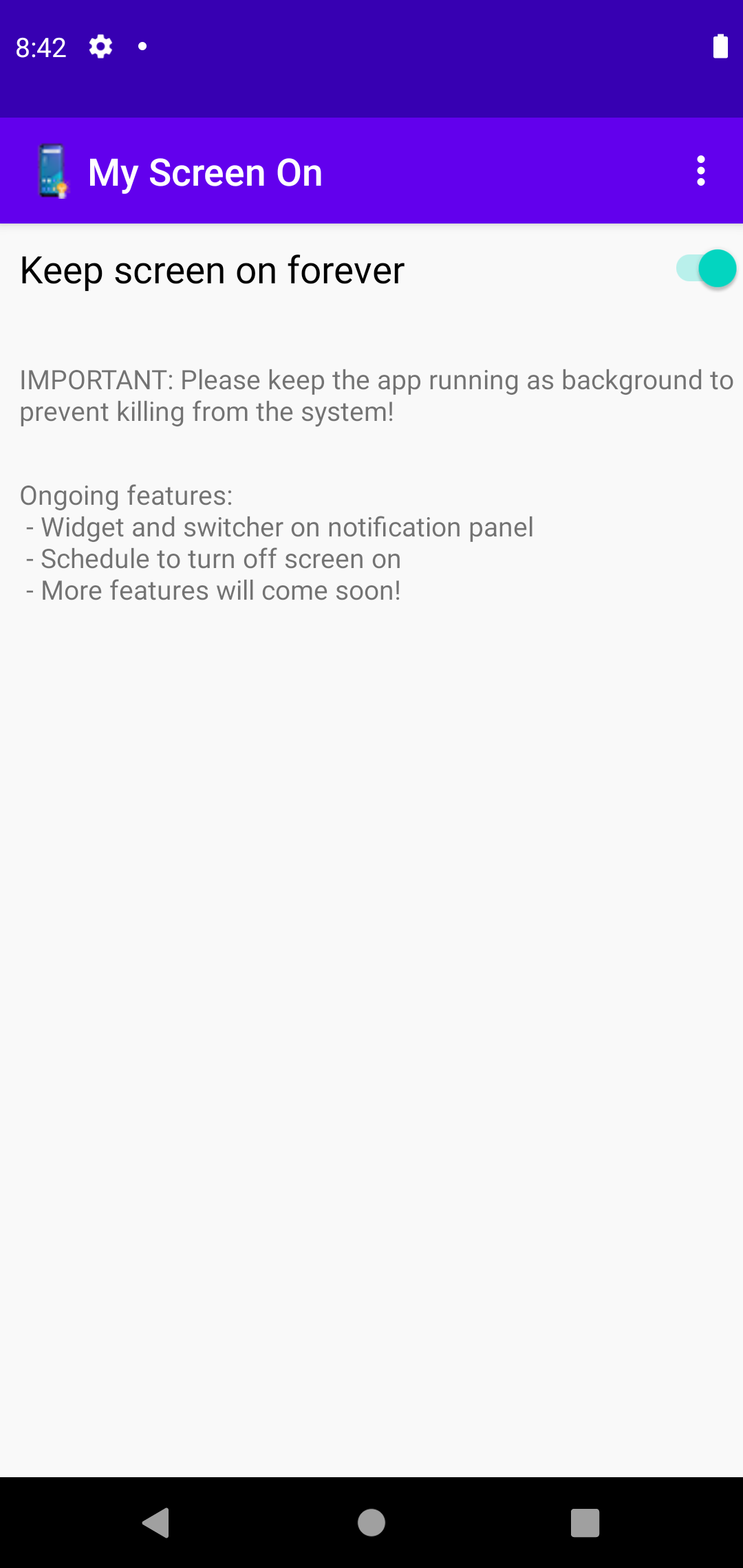 My Screen On - android app to keep screen on forever