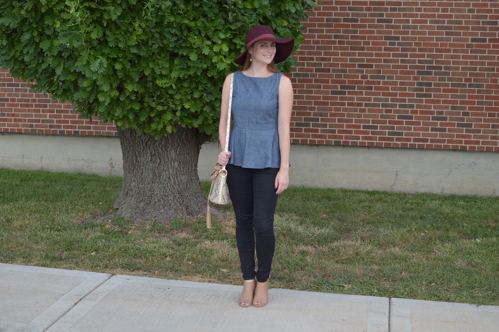 A Memory Of Us: chambray peplum top with black denim | A Kansas City Fashion Blog