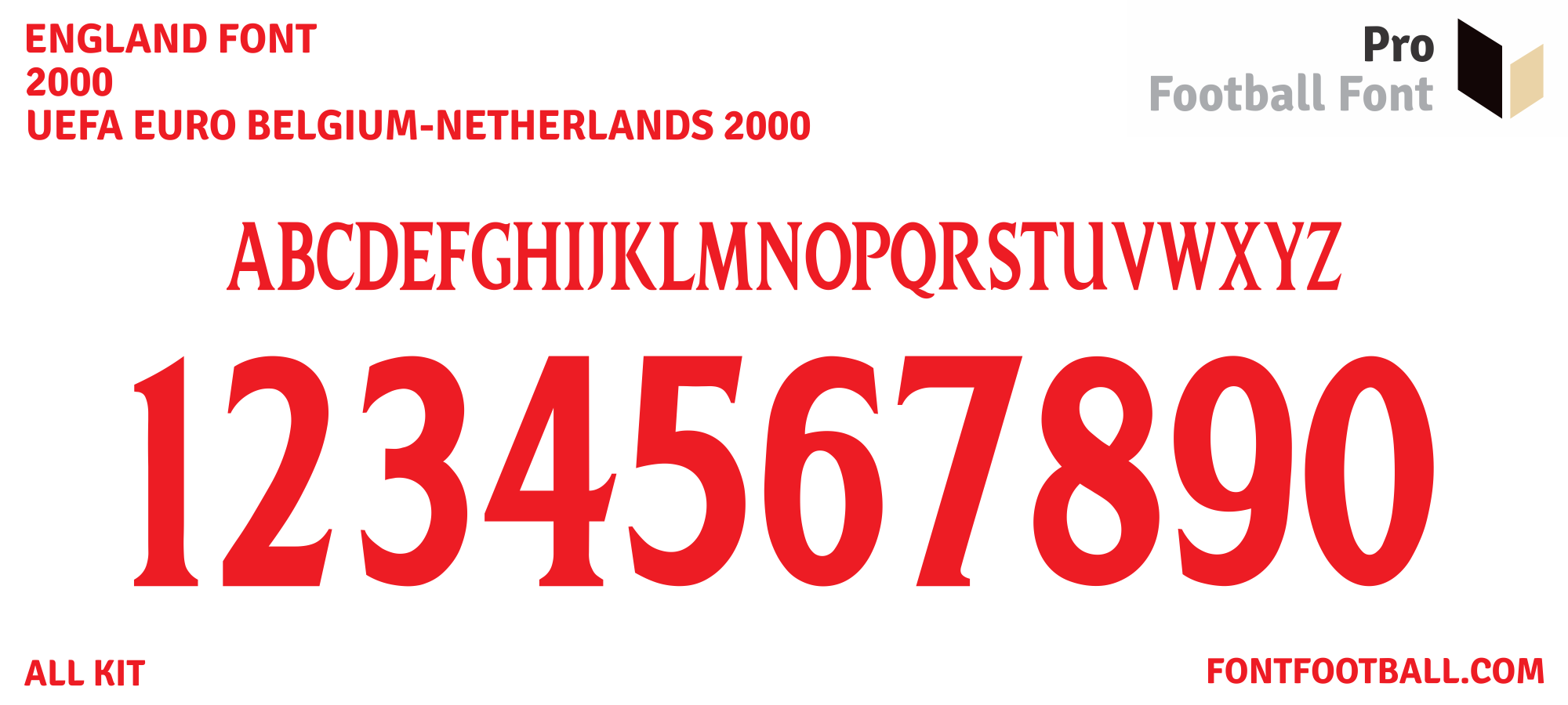 England Euro 2000 Font
