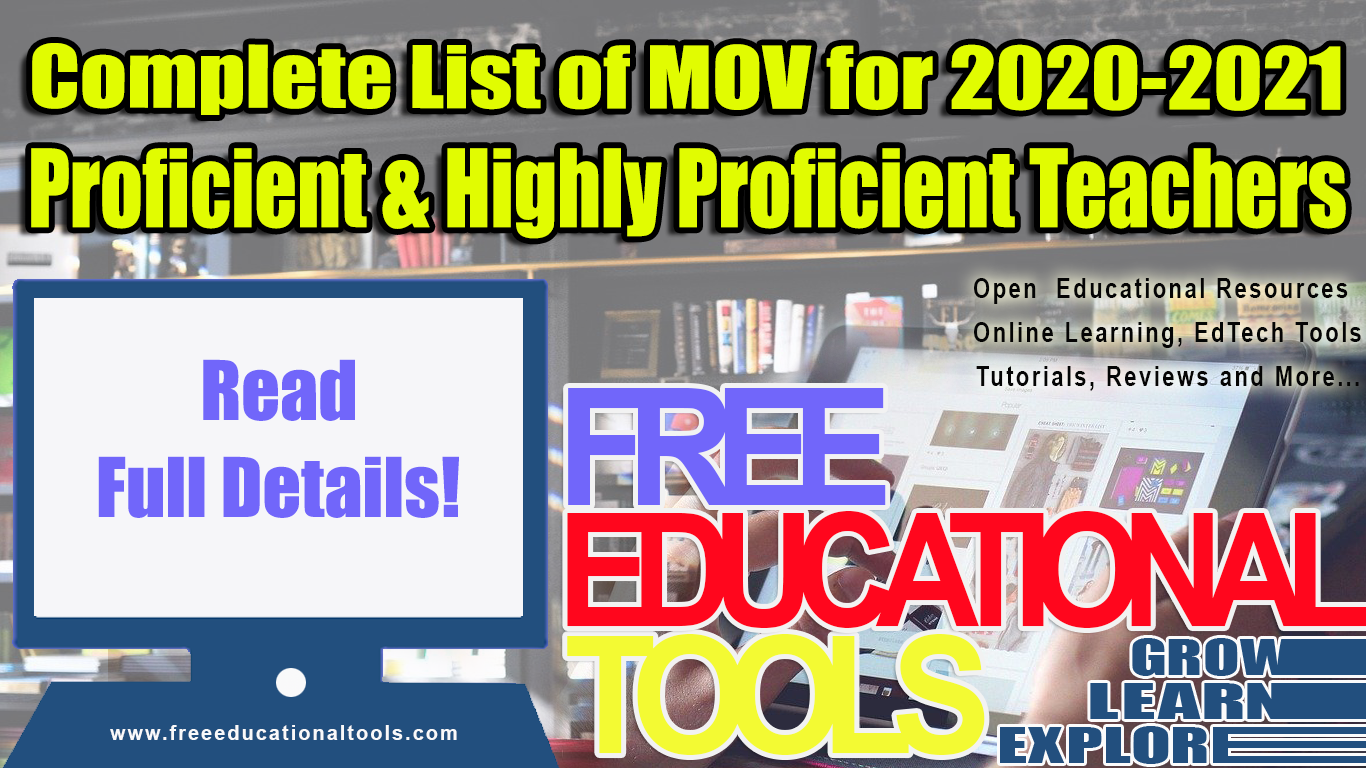 Complete List of Means of Verification (MOV) for School Year 2020-2021