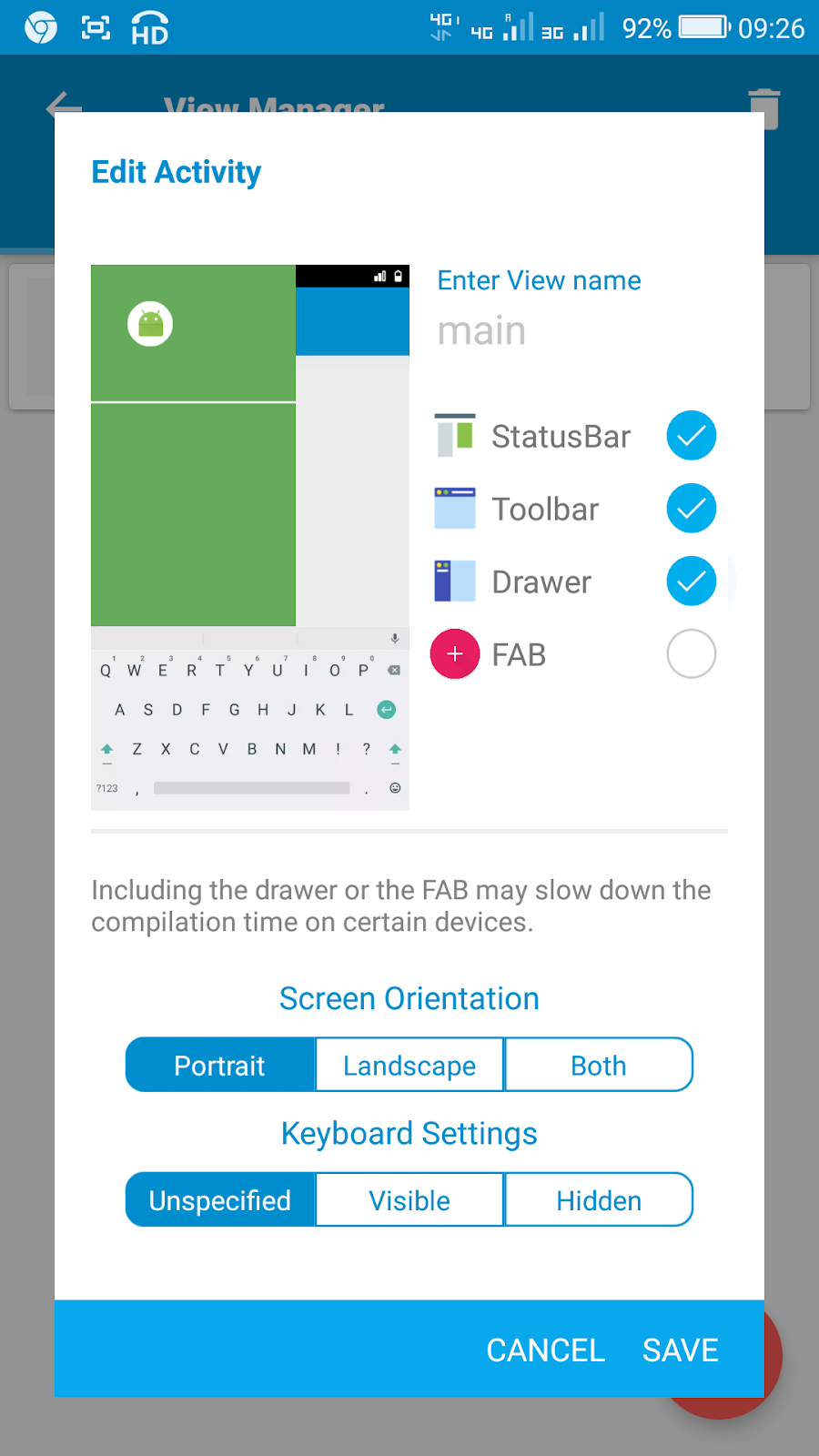 A simple navigation drawer in Sketchware