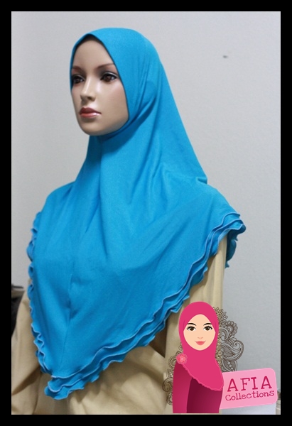 AFIA COLLECTIONS: Tudung Denim Triple Curly( Ruffles) -L