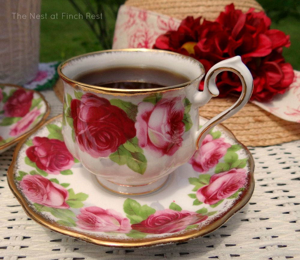 The Nest at Finch Rest: Red Teatime in the Garden