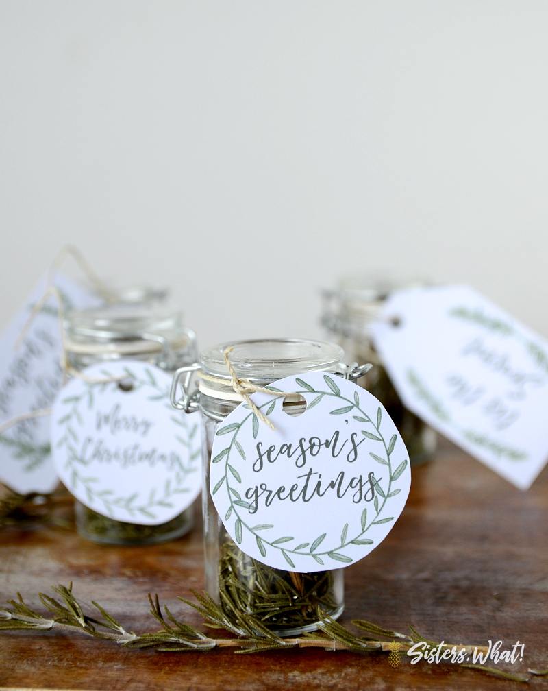 Season's Greeting Christmas Gift Tag Printable for Herbs - Sisters, What!