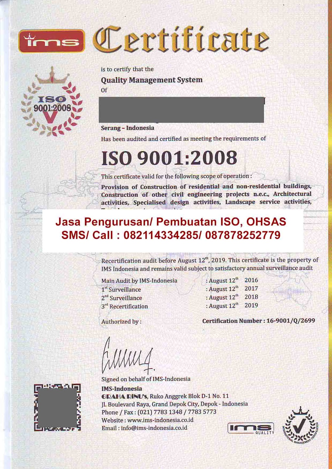 Pembuatan Sertifikat SKA, SKT dan ISO Pembuatan Sertifikat SKA, SKT dan ISO