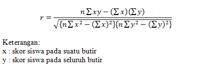 Rumus validitas butir soal menurut (Hendriana dan Soemarmo,2014: 62):