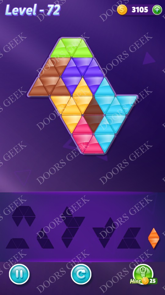 Block! Triangle Puzzle Advanced Level 72 Solution ~ Doors Geek