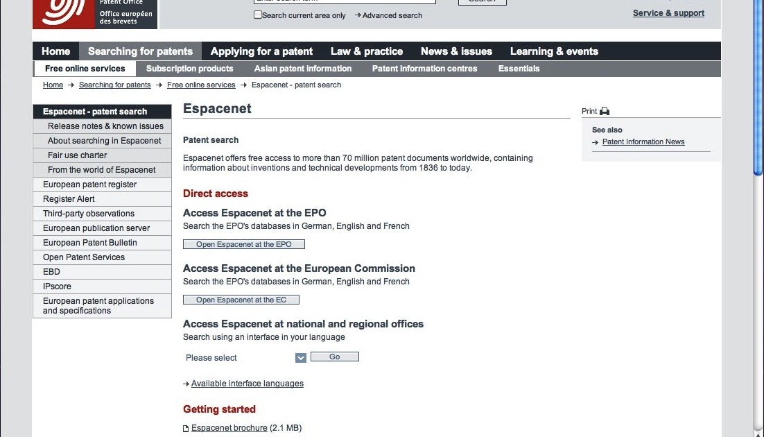 Patent News: Visual guide for finding prior patent art with EPO's Espacenet