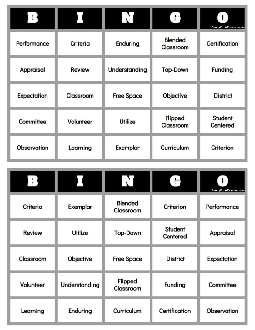 Funny...For A Teacher: BINGO Game for Staff Meetings and Professional ...