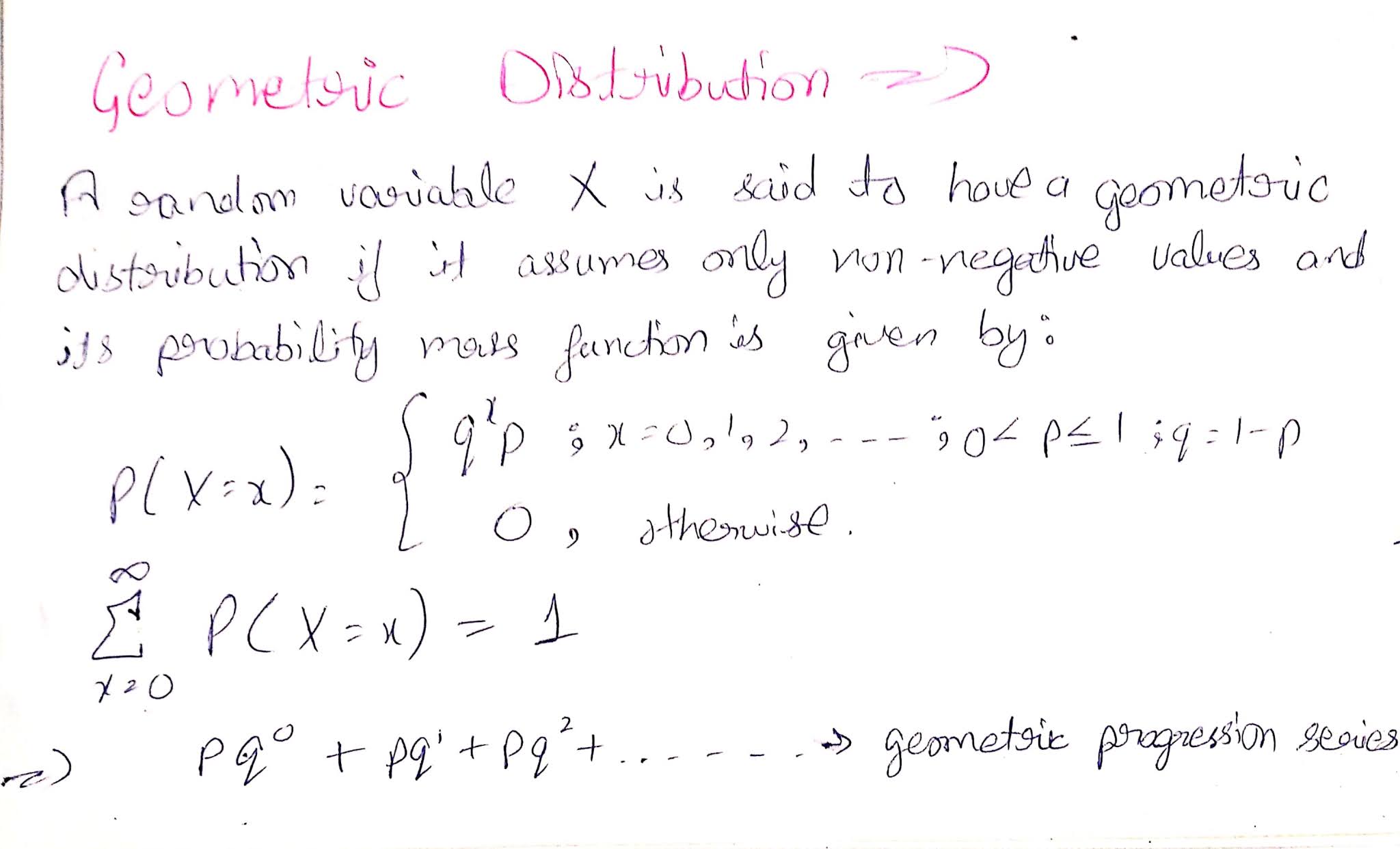 Geometric and hyper - geometric distribution
