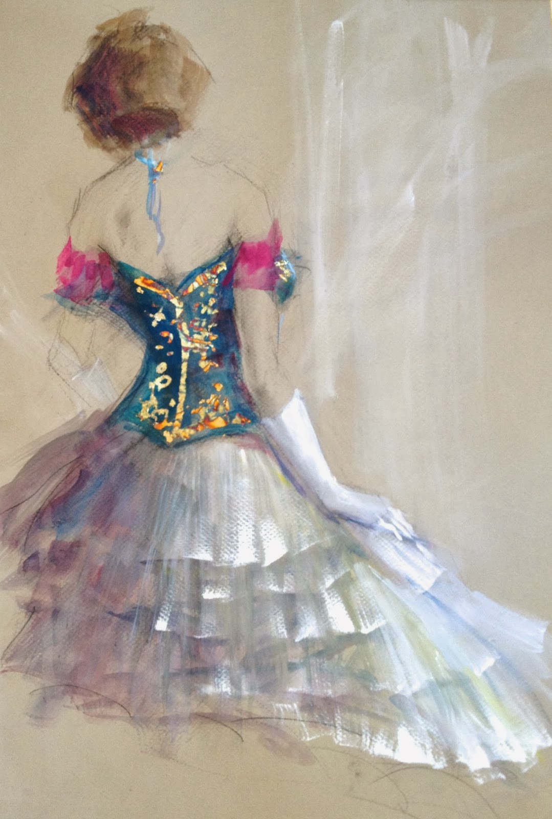 PORTRAIT PAINTING GOLD BY JOHANNA SPINKS: Nattier Blue, Corset Art