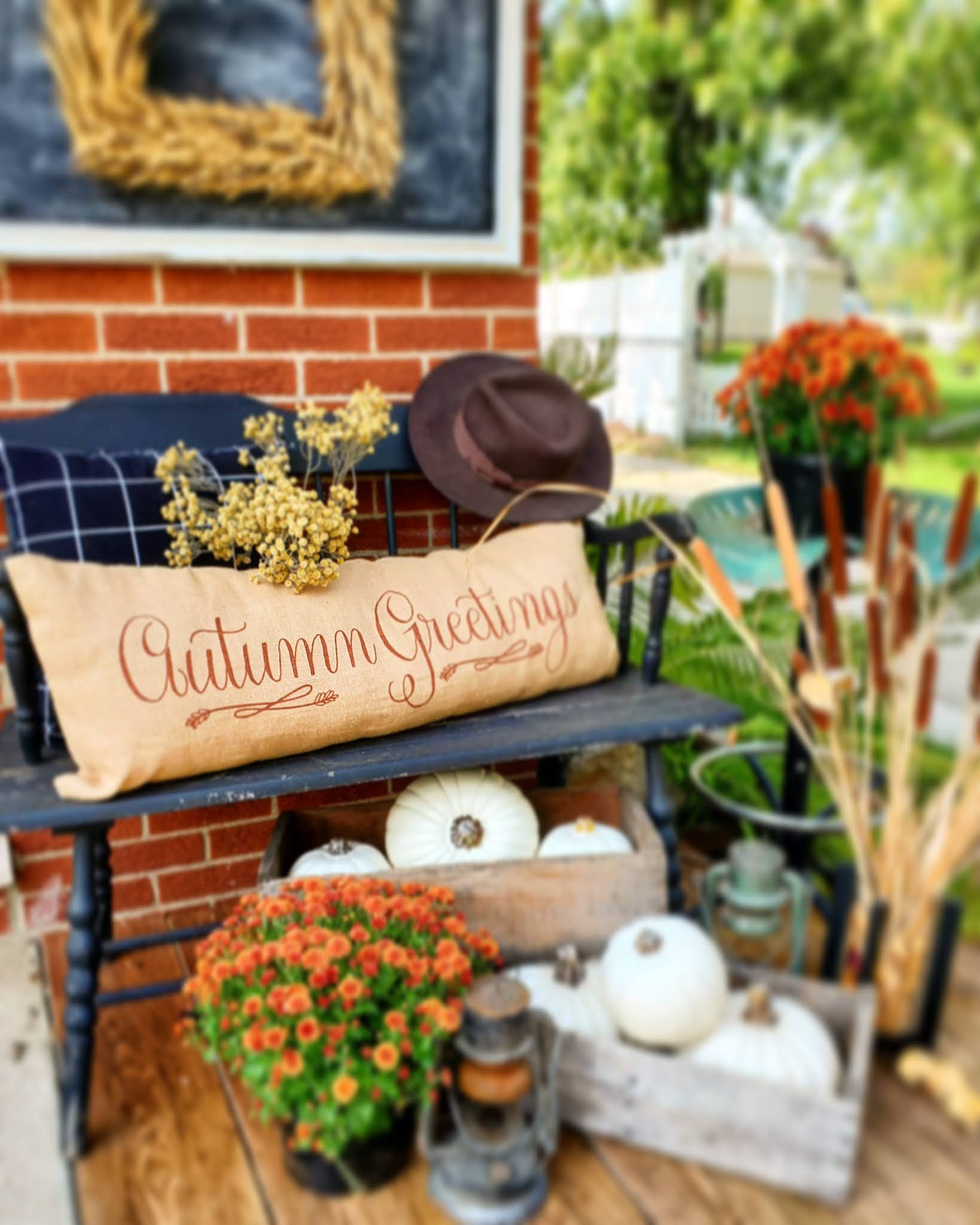 The Quaint Sanctuary: { Outdoor Fall Bench Decor }