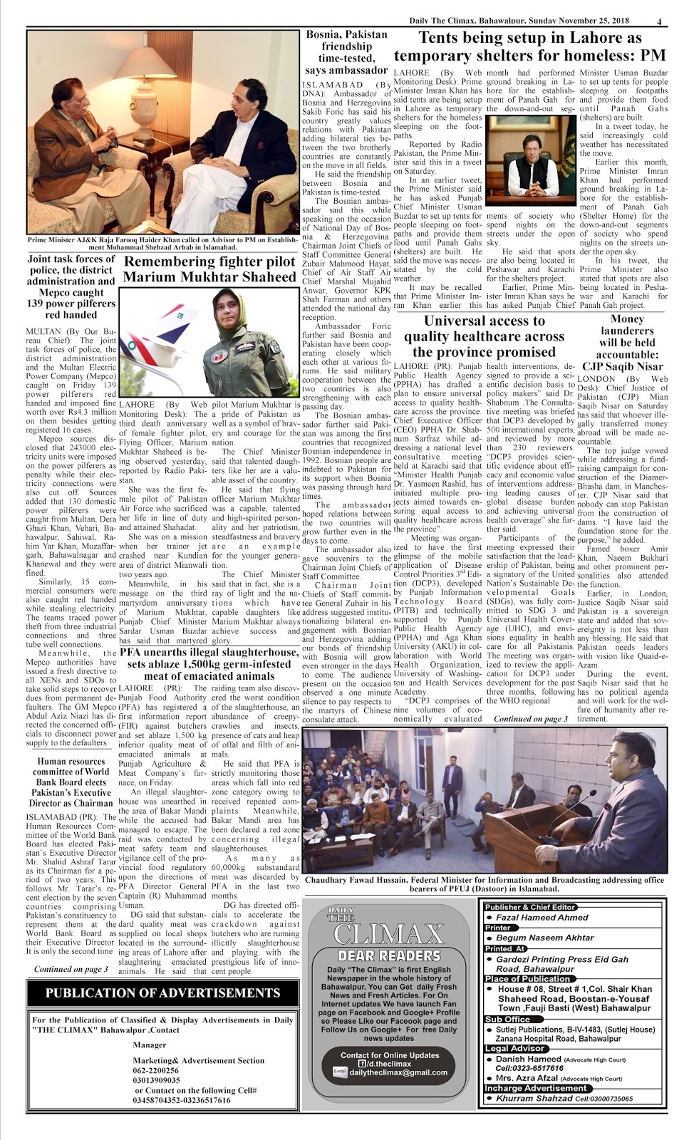 Today's Newspaper 25-11-2018 - Daily The Climax