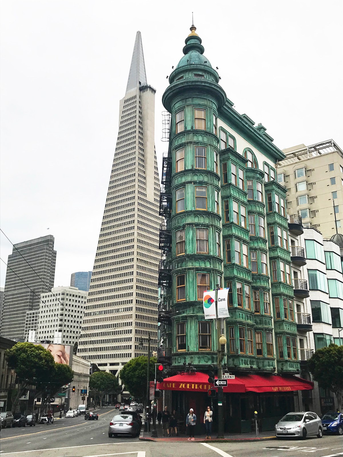 Aqua and Coral Imagery: The City Contrast: Diverse Architecture and Design