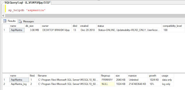 Sql Server Check Size Of Database Aspmantra Aspnetmvcangularjsjqueryjavascriptsql
