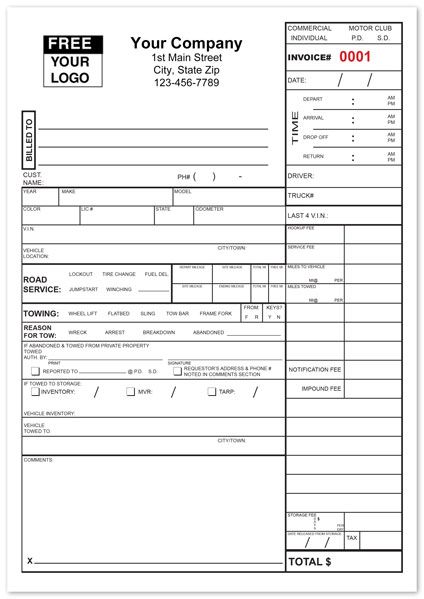 Towing Invoice Forms - Invoice Template