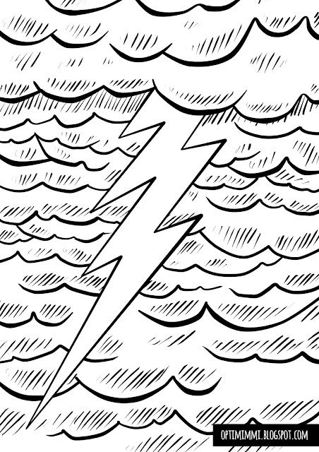 27 Thunder (Inktober 2018, a coloring page) / 27 Ukkonen (Inktober 2018 ...