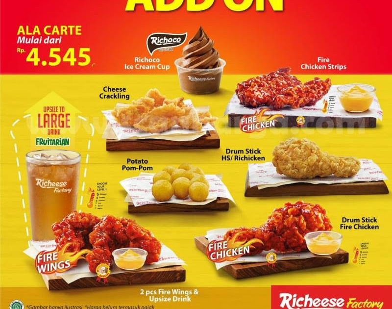 Promo RICHEESE FACTORY Harga Spesial Paket Menu Combo Add On | scanharga