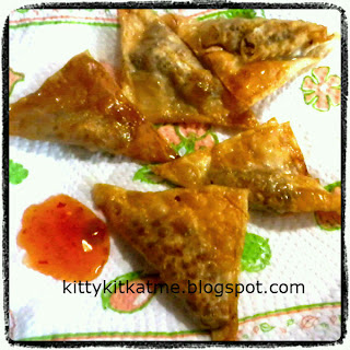 Kusinerang Katrina: Wonton ground beef triangles