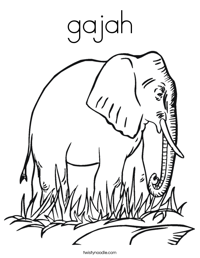 Mewarnai Gajah - Mewarnai Gambar