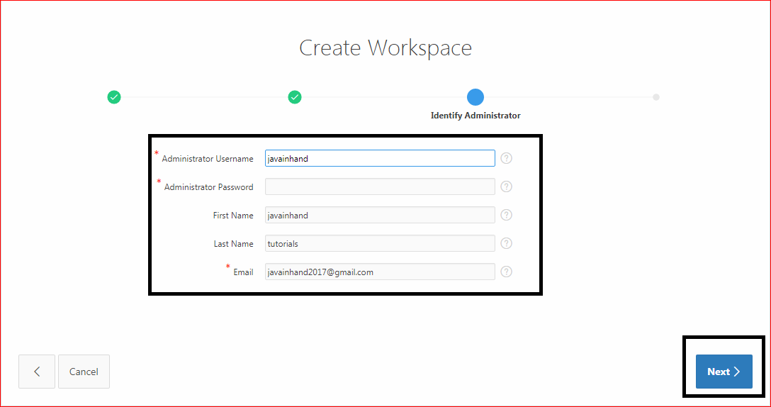 How To Create Workspace In Oracle Apex Javainhand Tutorial