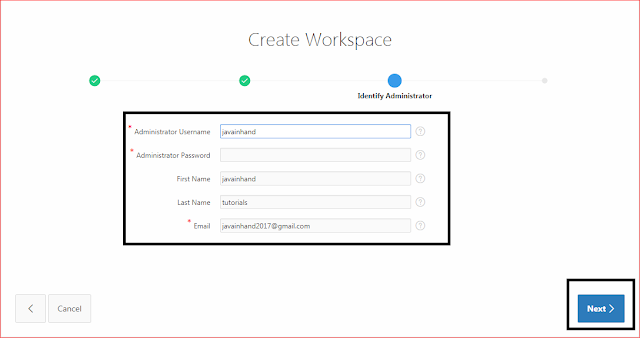 How to Create Workspace in Oracle APEX - Javainhand Tutorial