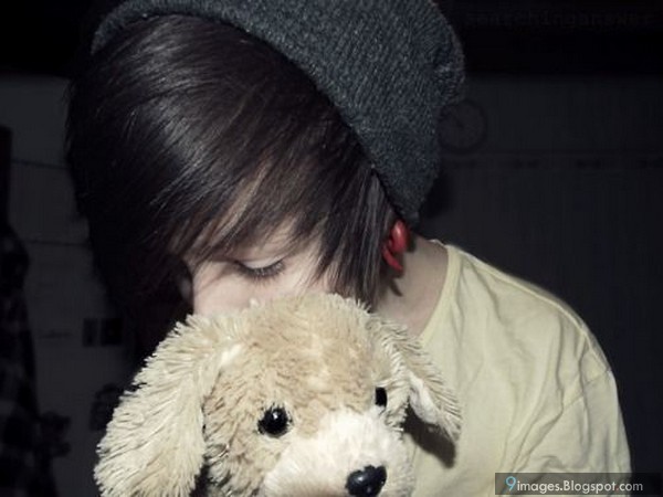 Sad, emo, boy, teddy, bear, lonely, crying