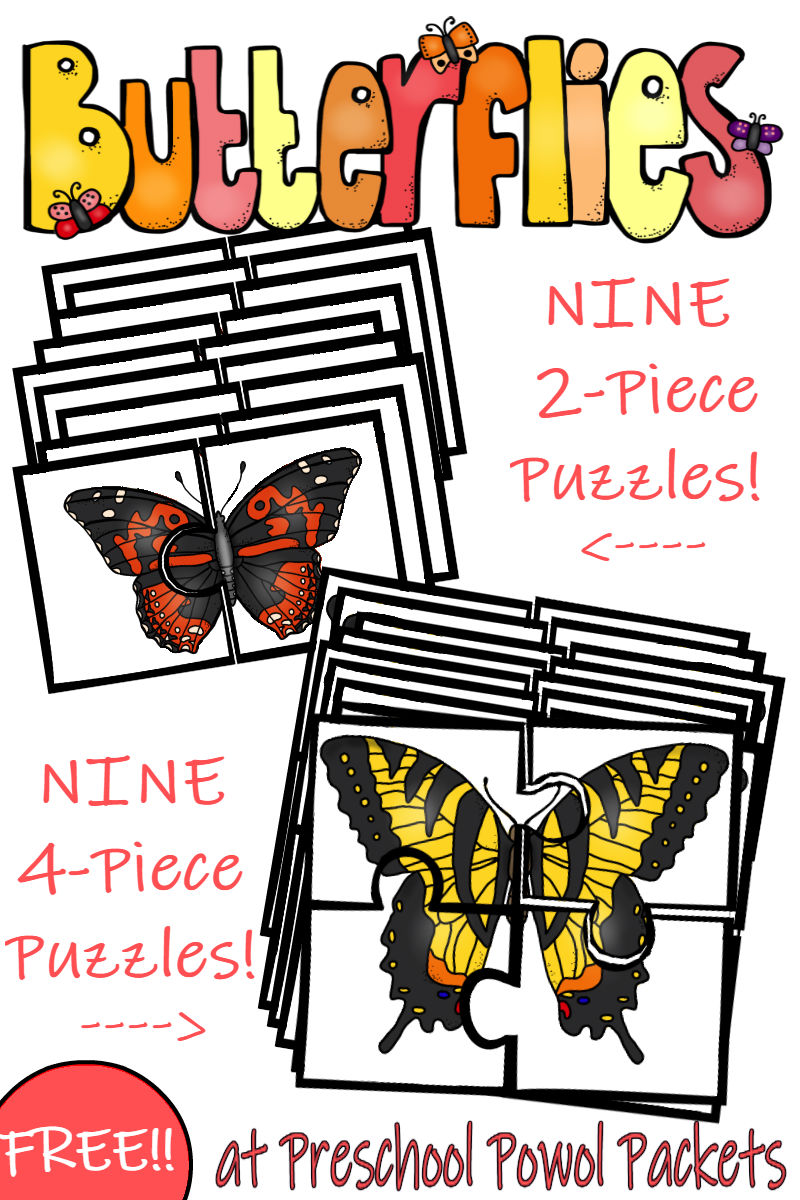Free Preschool Butterfly Puzzle Set | Preschool Powol Packets