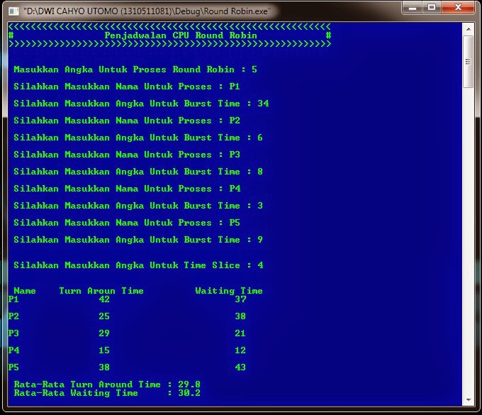Berbagi Ilmu: Algoritma Penjadwalan CPU Round Robin Menggunakan Bahasa C++