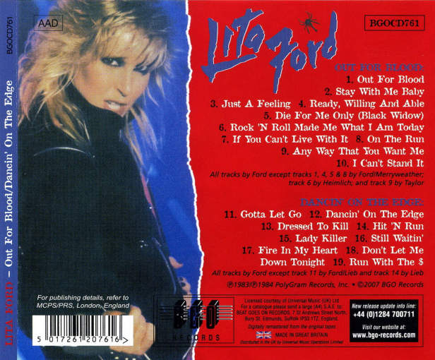 Classic Rock Covers Database: Lita Ford - Out for Blood (1983)