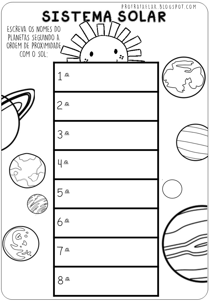 ATIVIDADES PARA IMPRIMIR SISTEMA SOLAR ~ Atividades para baixar