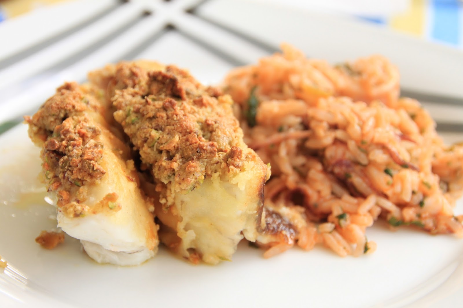 COZINHA FÁCIL DA DRIKA: Postas de robalo com crosta de pistache e arroz ...
