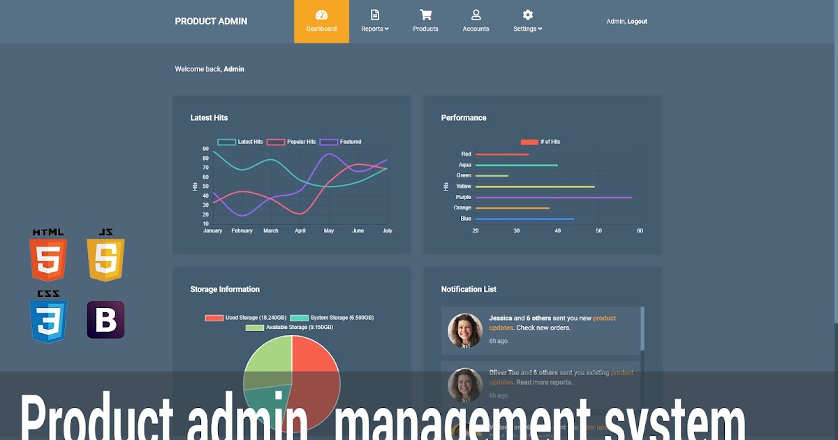 Free HTML5 admin dashboard template