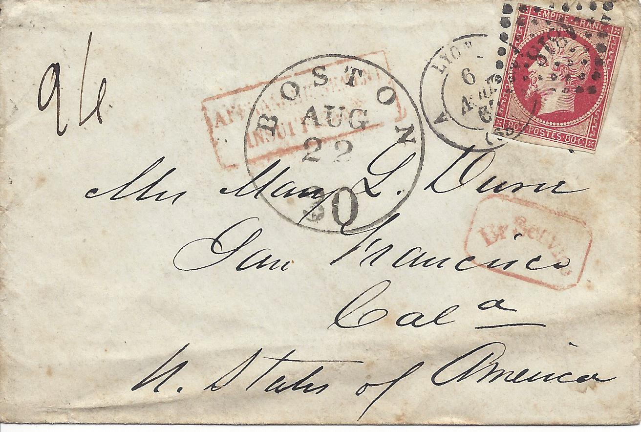 GFF Postal History: Letter Mail from the US to France in the 1860's