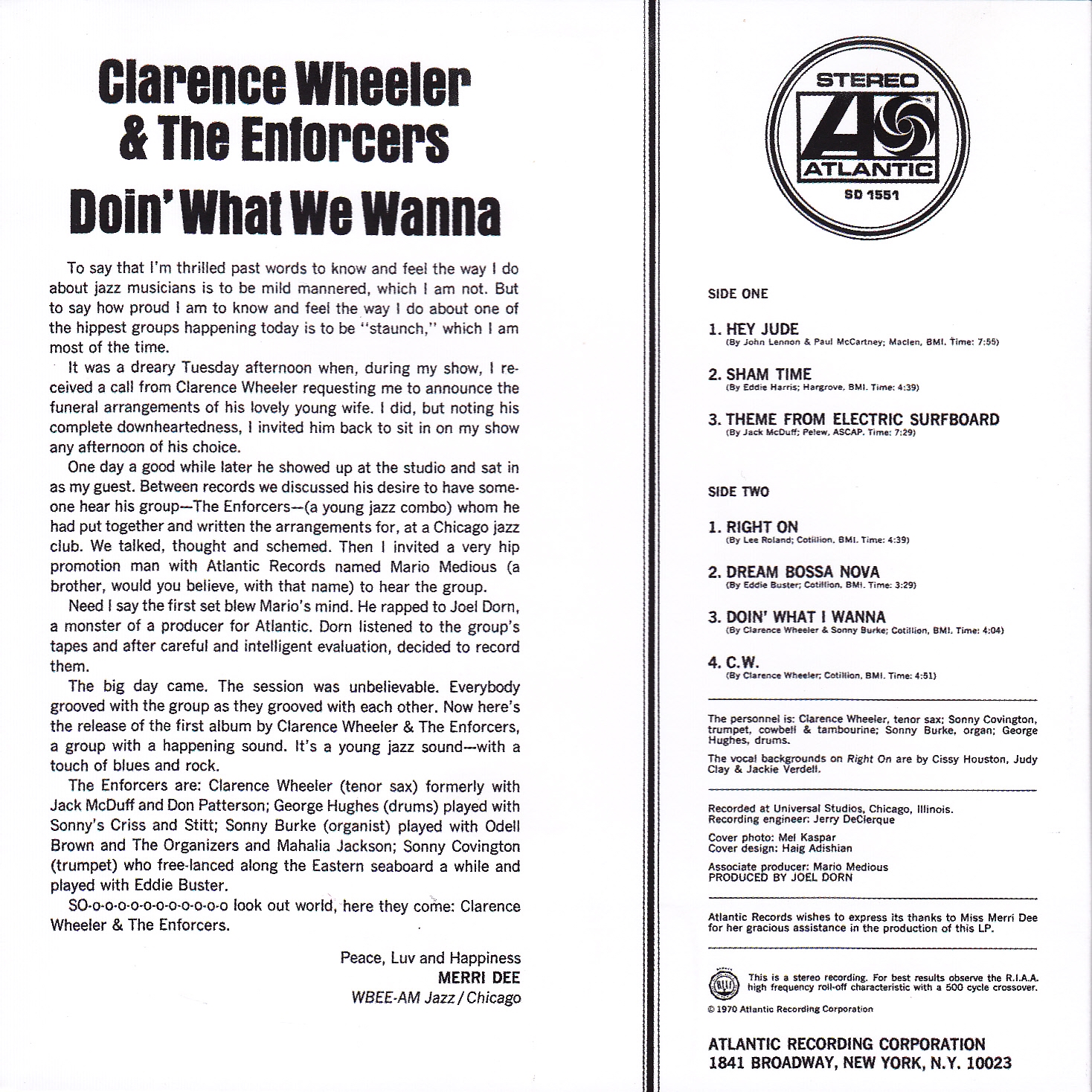 egroj world: Clarence Wheeler & The Enforcers • Doin' What We Wanna