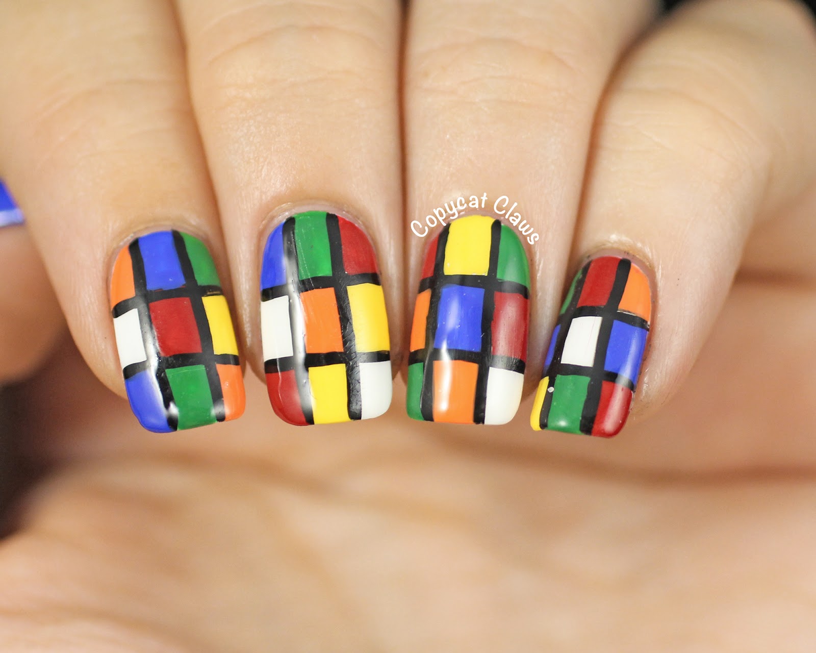 Copycat Claws: 31DC2014 Day 16 - Rubik's Cube Nail Art