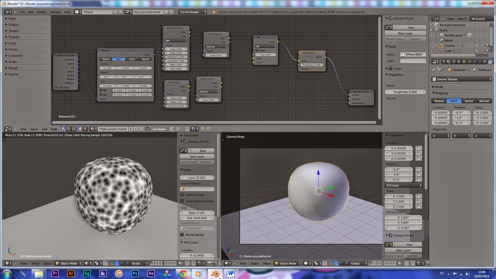 Blender for dummies: Materiales por nodos y simulación física