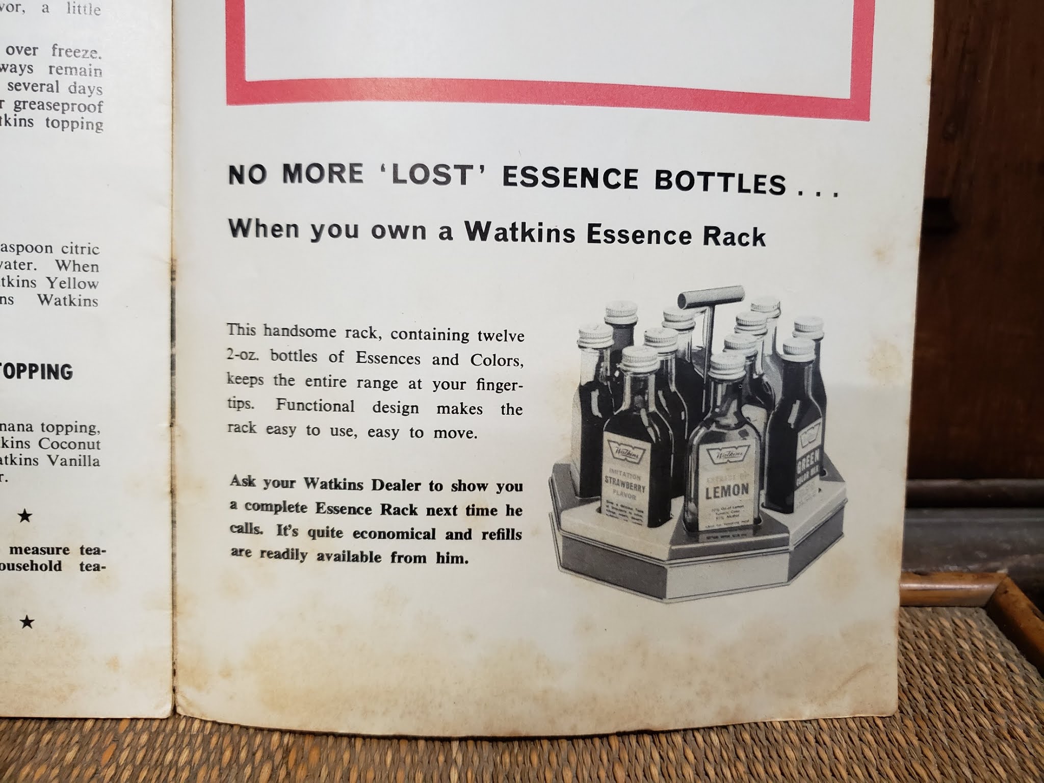 Johnnyfive Collectables: VINTAGE WATKINS ESSENCE RACK with WATKINS COOK ...