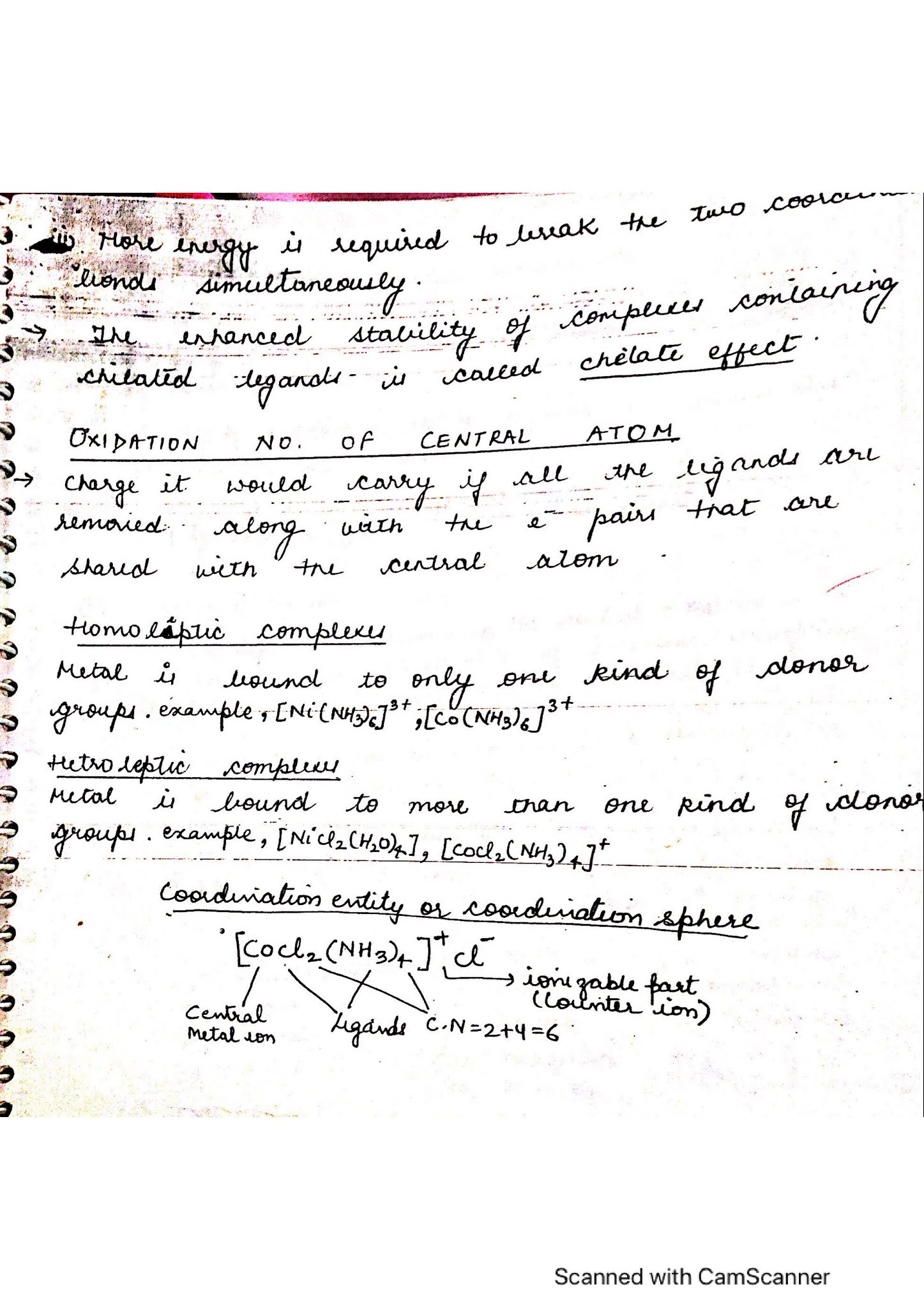 Chemistry Chapter 9 - Coordination Compounds Class 12 Handwritten Notes ...