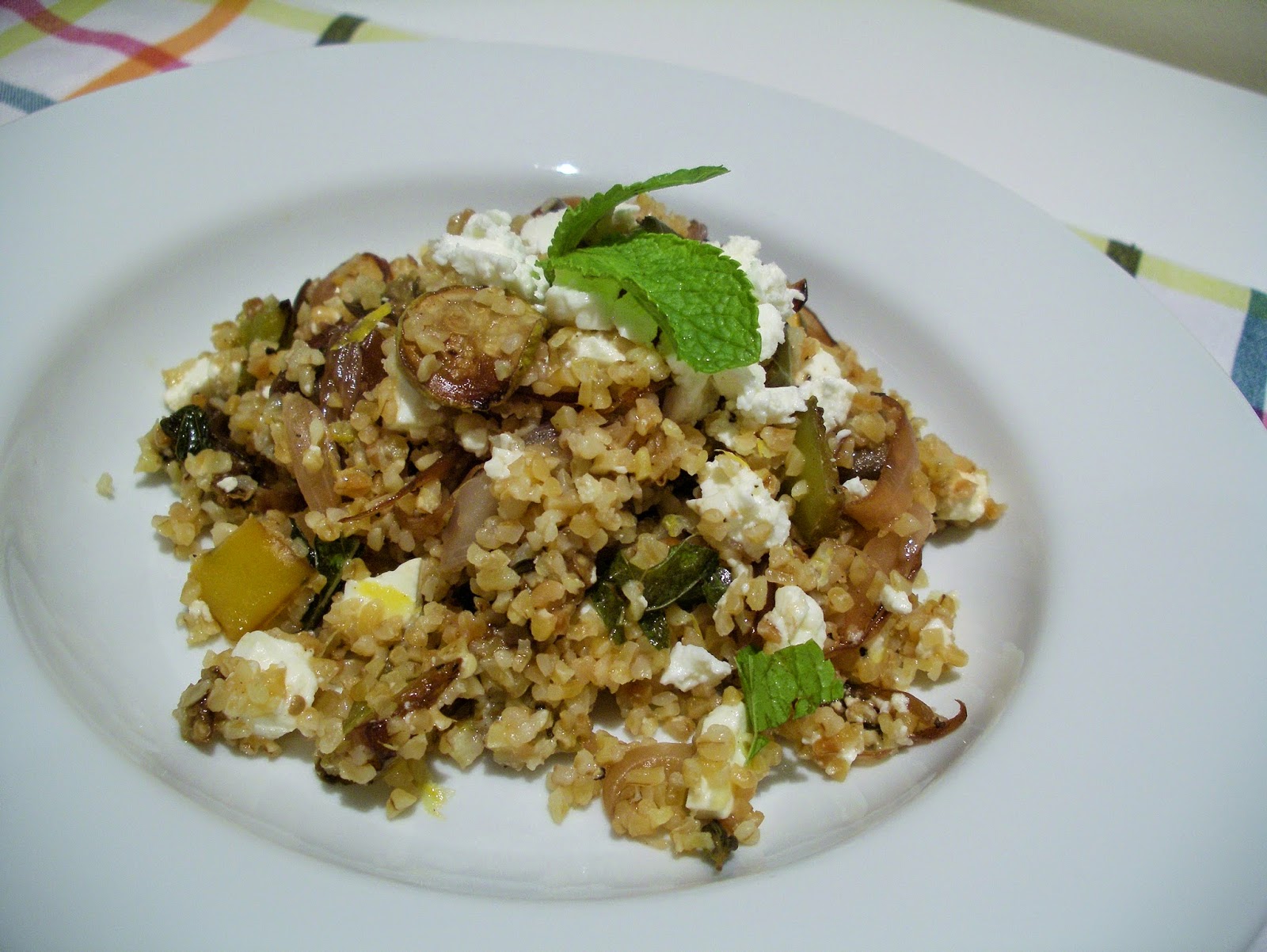 KITCHEN IN THE SAND: Bulgur with roasted vegetables and feta