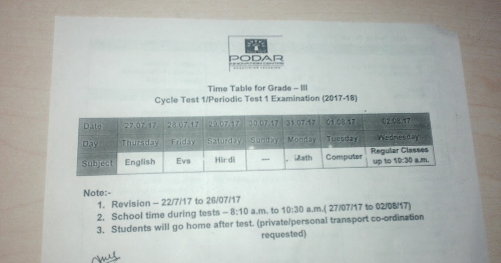 Class 3 Time Table and syllabus