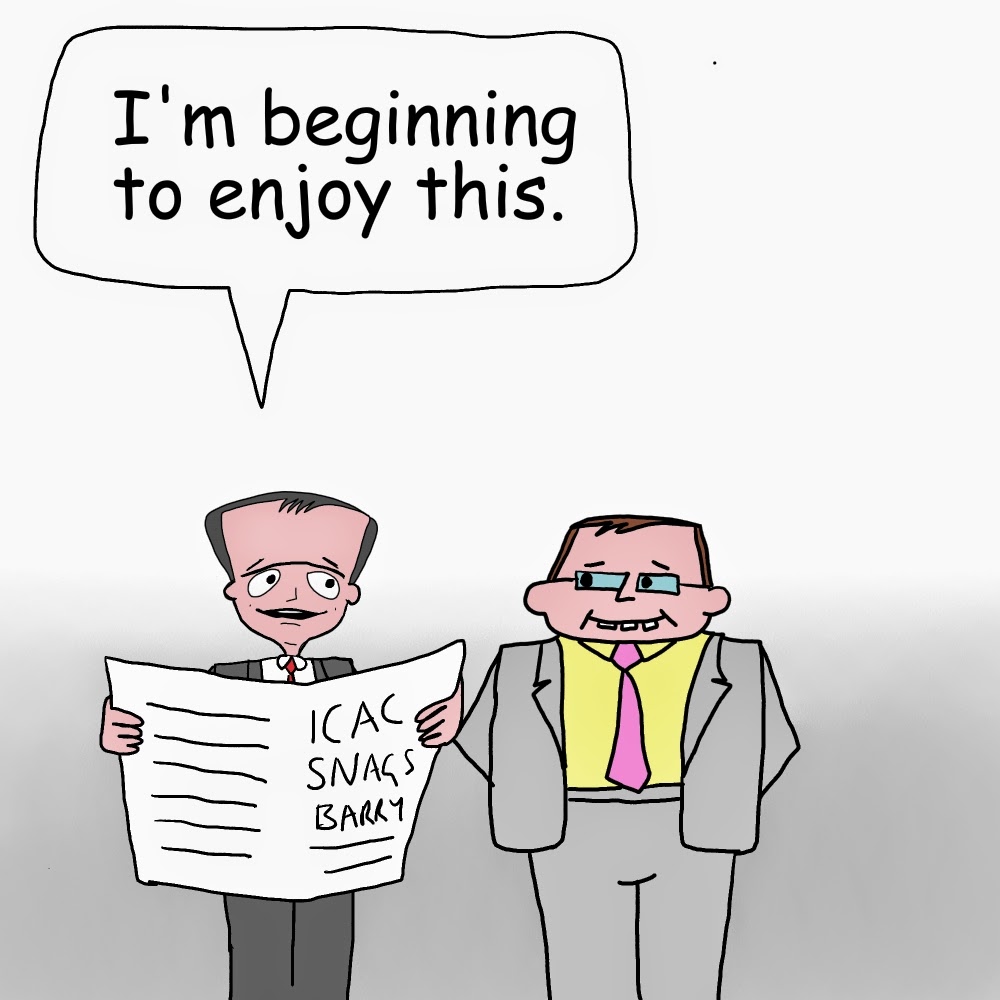 laberal: ICAC catches another Liberal. Cartoon.