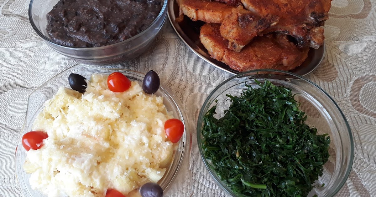 Piteisdadinha: AIPIM gratinado c/requeijão, carré assado, tutu e couve ...