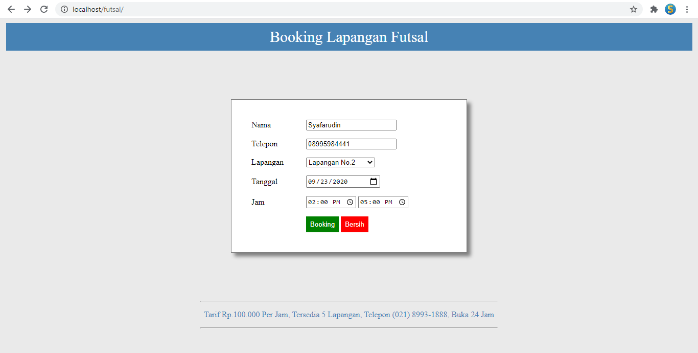 Source Code Aplikasi Booking Lapangan Futsal Berbasis Web