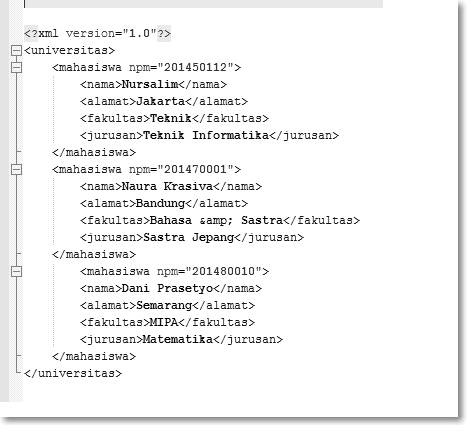 Java XML - Membaca File XML Menggunakan DOM Parser | Java Bae