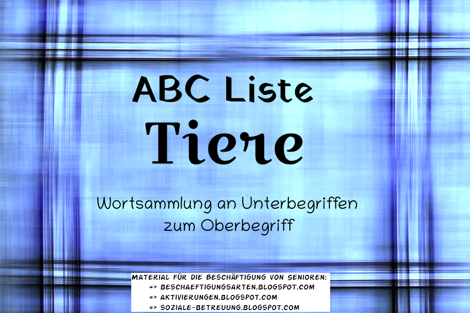 Abc Liste - Tiere