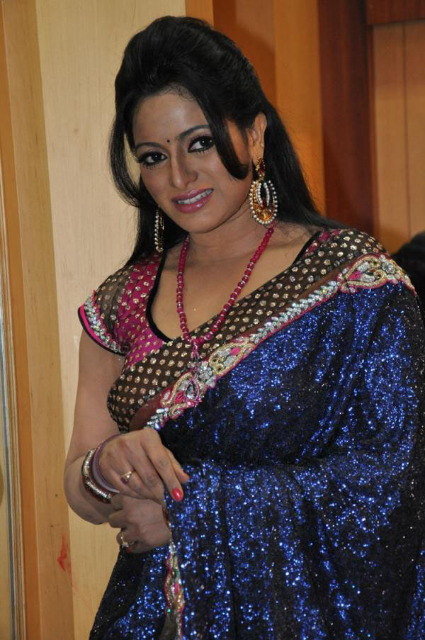 Udaya Bhanu Cool Pics in Blue Saree
