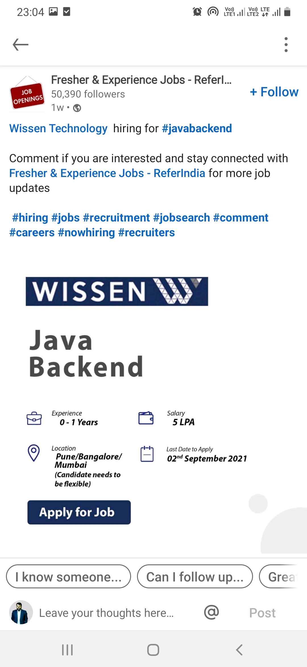 Job Opening for freshers on Java, QA, Angular and Python Developer on ...