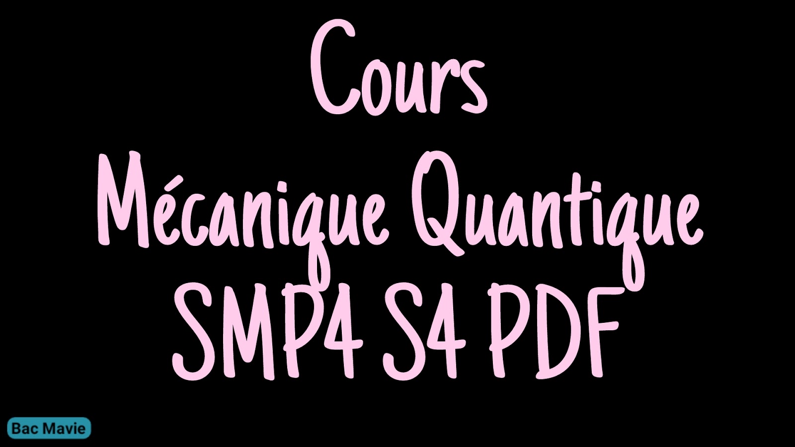 Cours Mécanique Quantique SMP4 S4 PDF