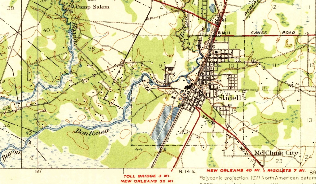 Tammany Family: Slidell Topographical Map - 1935